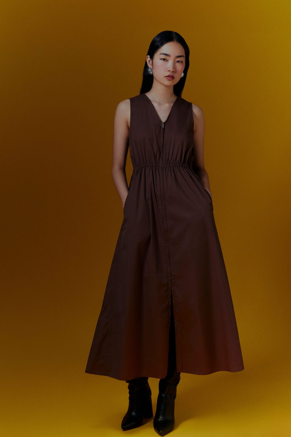 Zip-Detailed Maxi Dress – SANS & SANS Malaysia